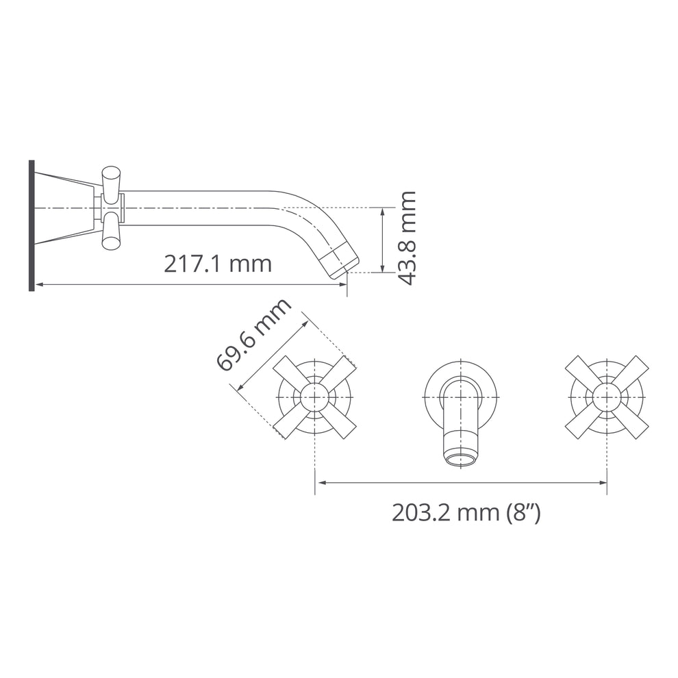 Mezcladora para Lavabo a Pared 8 Pulgadas Portobello | GRICOL México ...